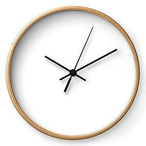 Society6 White Minimalist Solid Color Block Spring Summer by Beautiful Homes Wall Clock (Natural - Black)