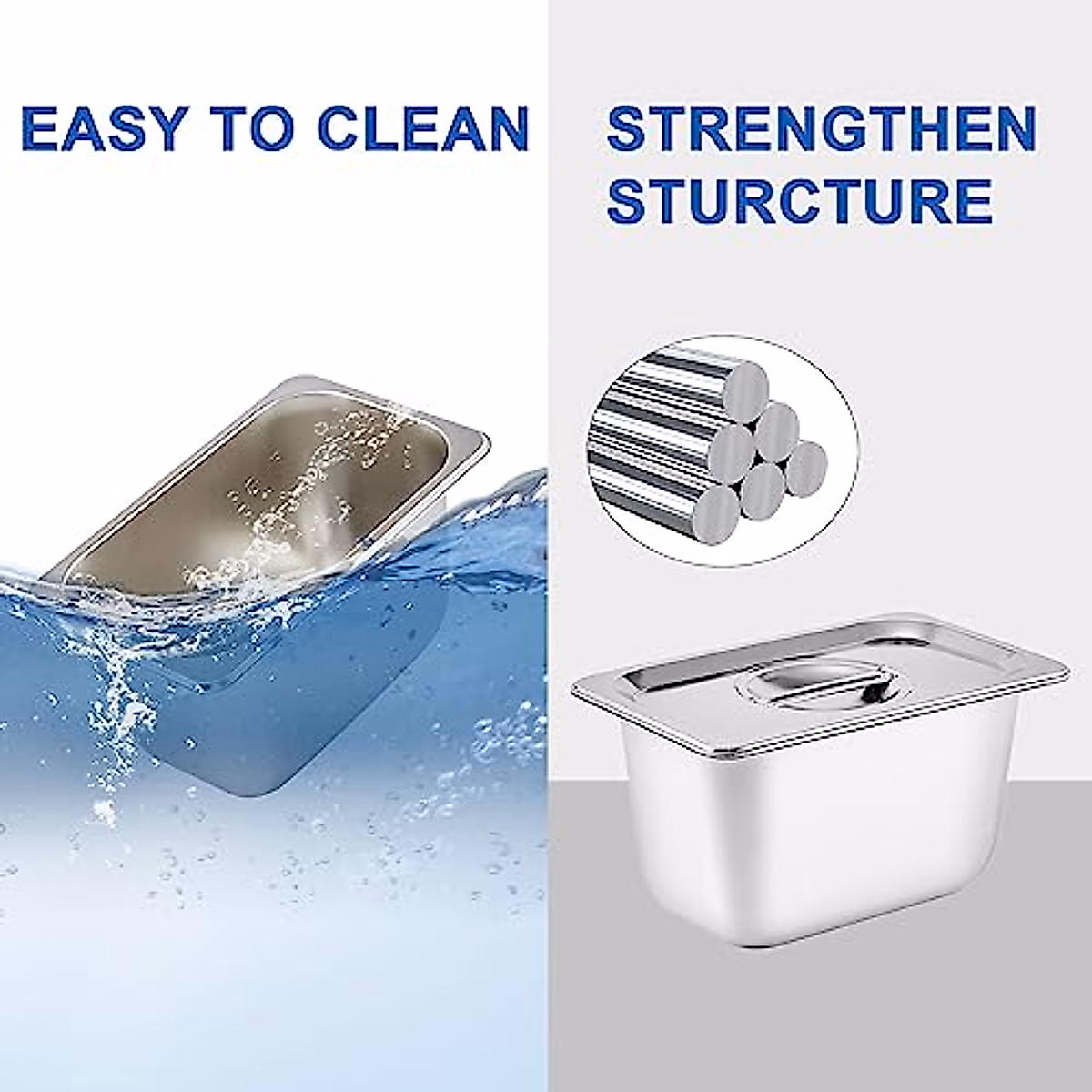 8 Pack Hotel Pans 1/4 Size 5.9'' Deep Stainless Steel Steam Table Pan Restaurant and Commercial Pans with Lid Food Pan for Buffet Party Supplies