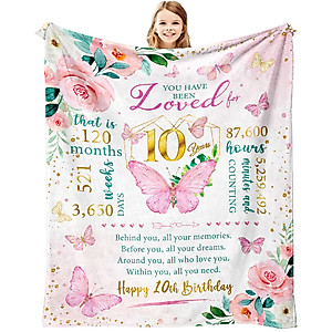 Gifts for 10 Year Old Girl, 10th Birthday Gifts for Girls, Presents for Ten Year Old Girl, Birthday Gifts Ideas for Girls Age 10, Double Digits Birthday Decorations for Girl Throw Blanket 60"X50"