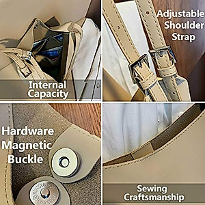 Women Fashion One Shoulder Bag Soft Pu Leather Hobo bag Set 2pcs Wallets (Apricot)