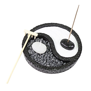 Tabletop Taiji Yin Yang Zen Garden Sand Rock Candle Incense Burner Gifr & Home Decor