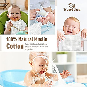 Yoofoss Muslin Burp Cloths for Baby 10 Pack 100% Cotton Baby Washcloths for Boys Girls Large 20''X10'' Super Soft and Absorbent White