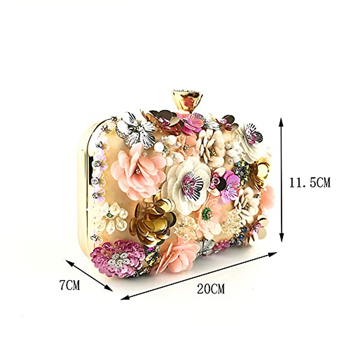 JIAJIA 3815 Women's Purses Handbags Envelope Clutch Bags Rhinestone 3D Sequins Wedding Evening Bag,Champagne
