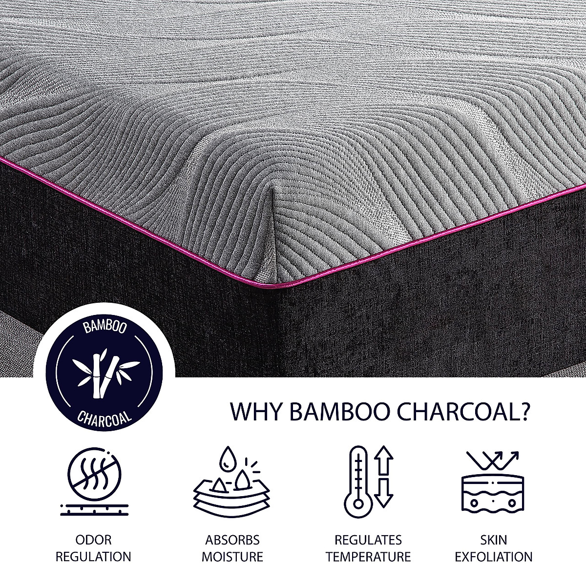 Bridgevine Home Renew 4-Layer Memory Foam Mattress, 11 Inches, Mattress-in-a-Box, Queen Size, Charcoal Knit Cover