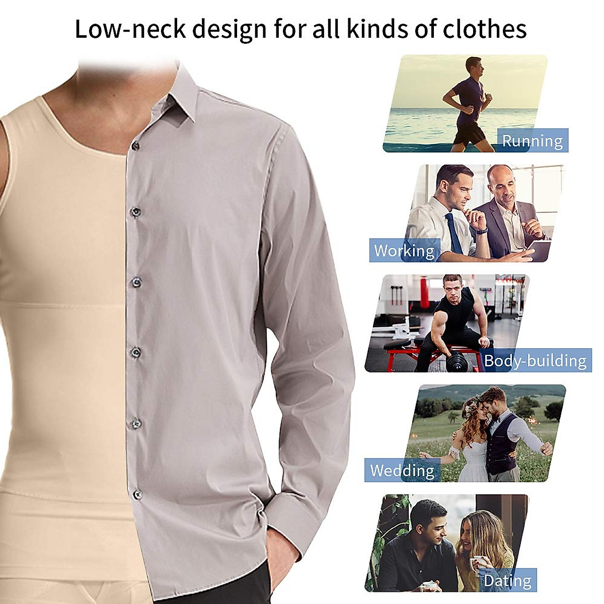 GSKS Mens Body Shaper Compression Tank Top Slimming Shapewear Abdomen Undershirts