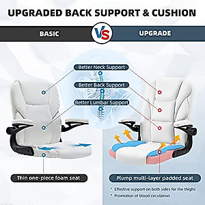 SEATZONE Home Office Desk Chair, High Back Ergonomic Managerial Executive Chairs, Swivel Adjustable Computer Chair, Headrest and Lumbar Support Desk Chairs with Wheels and Armrest, White