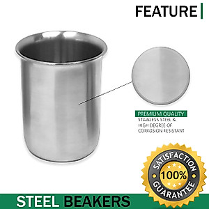 Edu-Labs Stainless Steel Beaker with Rim - Low-Form Beakers for Science - Industrial-Grade Chemistry Lab Equipment, High Heat Tolerance - Scientific Laboratory Supplies for Liquids & Solids - 2000ml