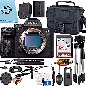 Sony Alpha a7R III Mirrorless Digital Camera (Body Only) + SanDisk 32GB Memory Card, Case, Tripod and A-Cell Accessory Bundle (18pc Bundle) (128GB Memory Card)