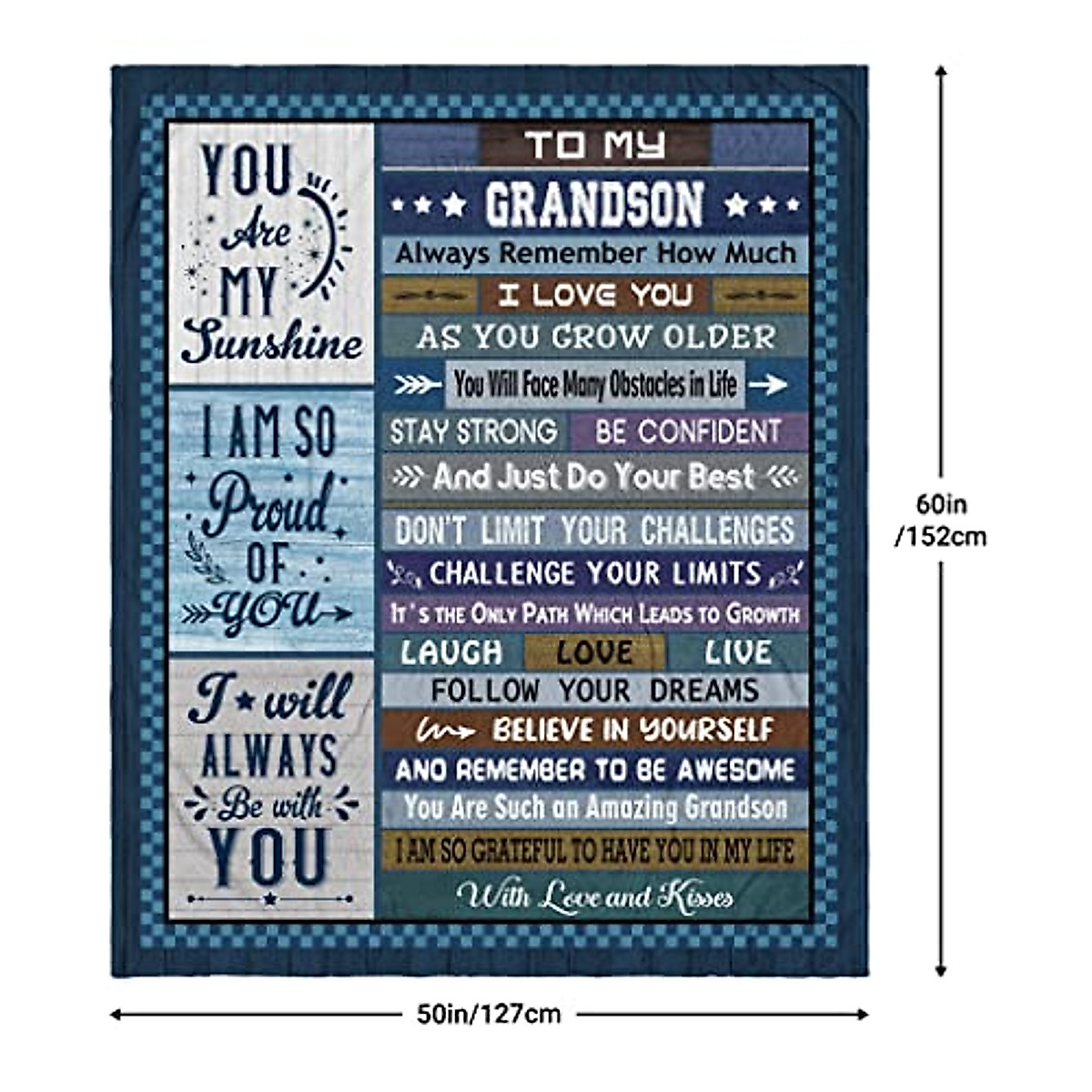 Grandson Gifts from Grandma, Grandson Blankets 60"x50", Adult Grandson Birthday Gifts from Grandparents, Grown Grandson Gifts Ideas for Graduation, Fathers Day, Christmas, To My Grandson Throw Blanket