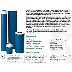 Pentair Pentek GAC-BB Big Blue Carbon Water Filter, 10-Inch, Whole House Heavy Duty Granular Activated Carbon (GAC) Replacement Cartridge, 10" x 4.5"