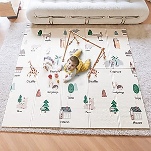 Baby Mat for Floor, 71" x 79" Large Foldable Foam Play Mat for Babies and Toddlers, Crawling Playmat, Reversible Waterproof Kids Play Mat, Play & Tummy Time, Indoor & Outdoor Use