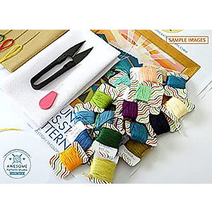 Mandala Hummingbird K309 Counted Cross Stitch KIT#2. Threads, Needles, Fabric, Clippers, Needle Threader and Printed Pattern Inside. Embroidery Pattern Kit