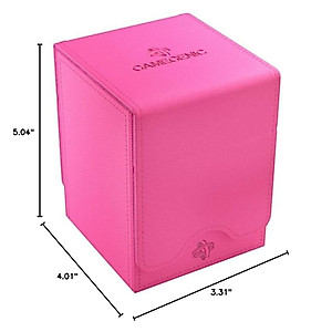 Gamegenic Squire 100+ XL Convertible Deck Box | Card Storage Box with Removable Cover Clips | Holds 100 Double-Sleeved Cards in Extra Thick Inner Card Sleeves | Pink Color | Made (GGS20103ML)