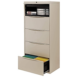 Global Industrial 30"W Premium Lateral File Cabinet, 5 Drawer, Putty