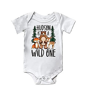 Personalized Wild One Birthday Onesie, Woodland Birthday Party Onesie, Custom With Kids Name And Age Onesie, My First Birthday Shirt With Name, 1st Birthday Boy Outfit Wild One