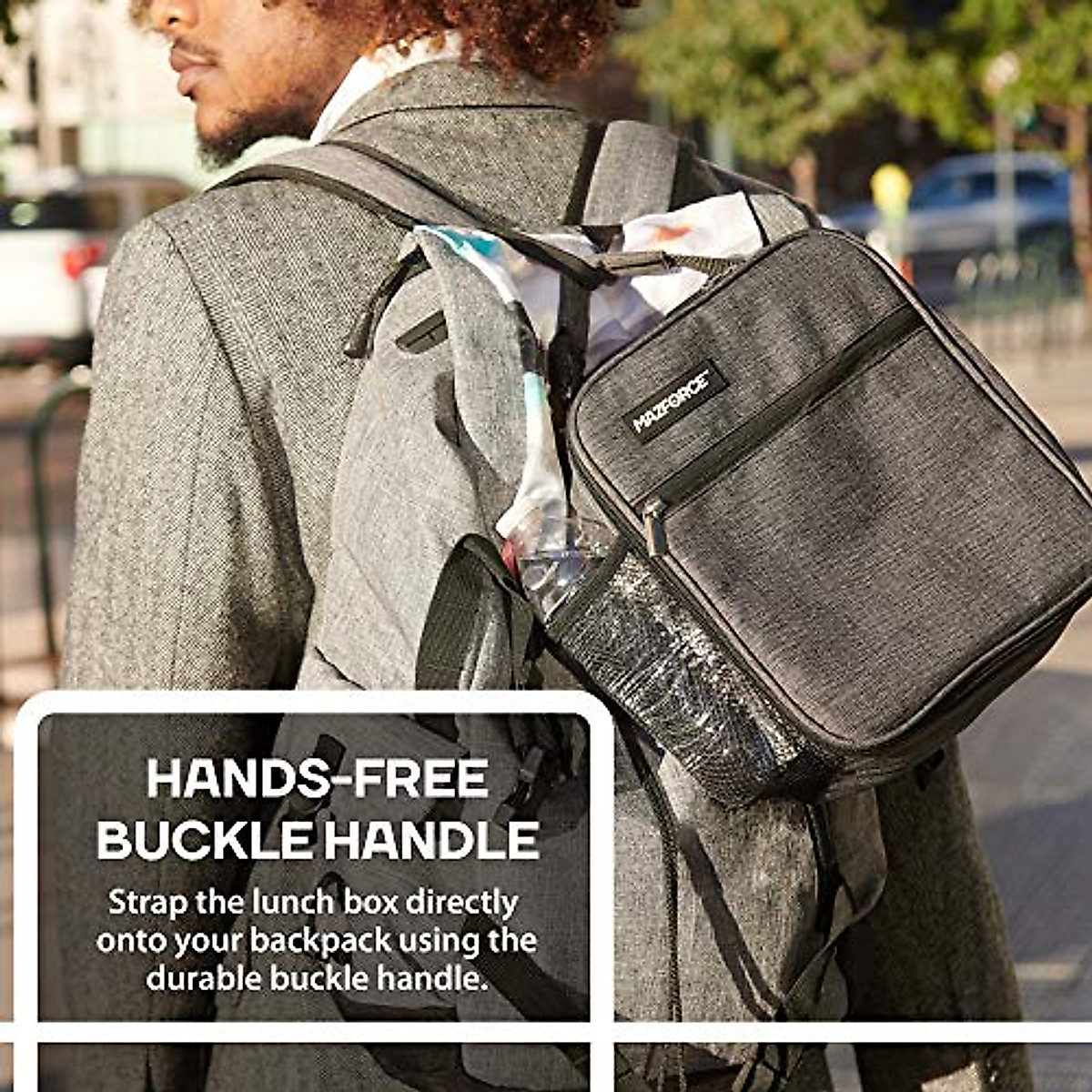 MAZFORCE Original Lunch Bag Insulated Lunch Box - Food Safe Durable Lunchbox for Men - BPA Free Small Reusable Lunch Bags for Adults, Teens, Boys, Women (Dark Gray)