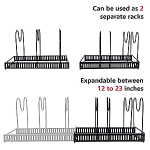 XSUPER Expandable Pot and Pan Organizer for Cabinet, Kitchen Pot Rack Organizer, Pans and Pots Lid Organizer Rack Holder with 7 Adjustable Compartments, Black
