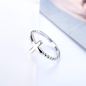 LGSY 925 Sterling Silver Cross Rings Size 6-10 for Women