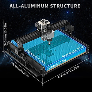 500W CNC Router Machine, MYSWEETY 4540 CNC Wood Router 3 Axis Metal Milling Machine for Engraving Carving Wood Acrylic MDF PCB Plastic, Working Area: 430 * 390 * 90mm(16.9 * 15.4 * 3.5inch)