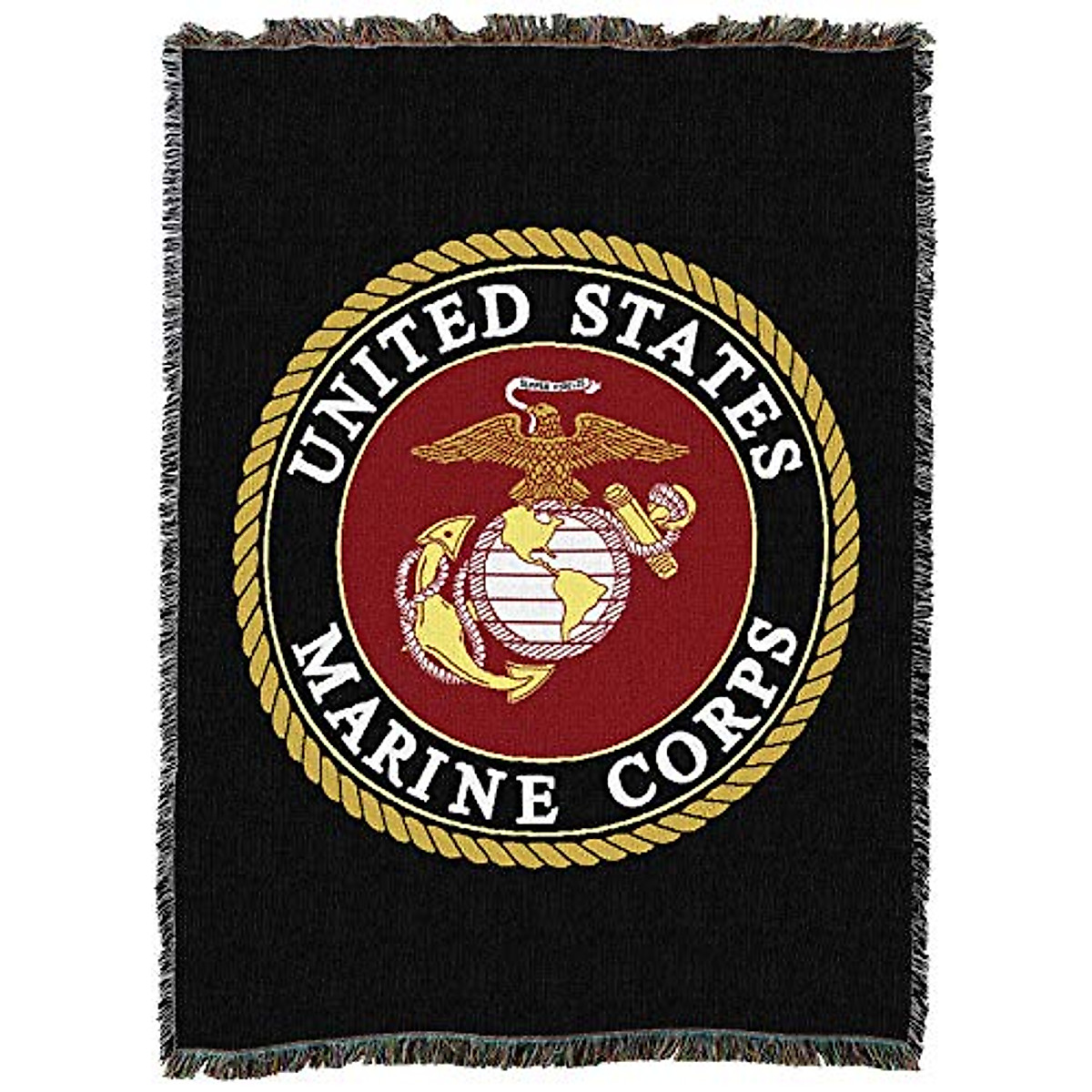 Pure Country Weavers US Marine Corps - Emblem Blanket - Gift Military Tapestry Throw Woven from Cotton - Made in The USA (72x54)