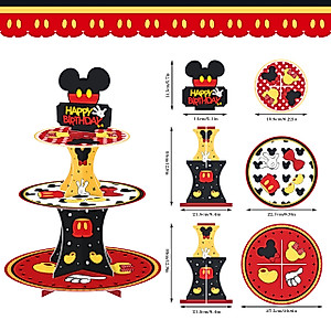 MOAXMOA Mouse Cupcake Stand 3-Tier Cupcake Stand Cartoon Mouse Birthday Party Supplies Mouse Decorations for Girls Boys Kids Birthday Baby Shower