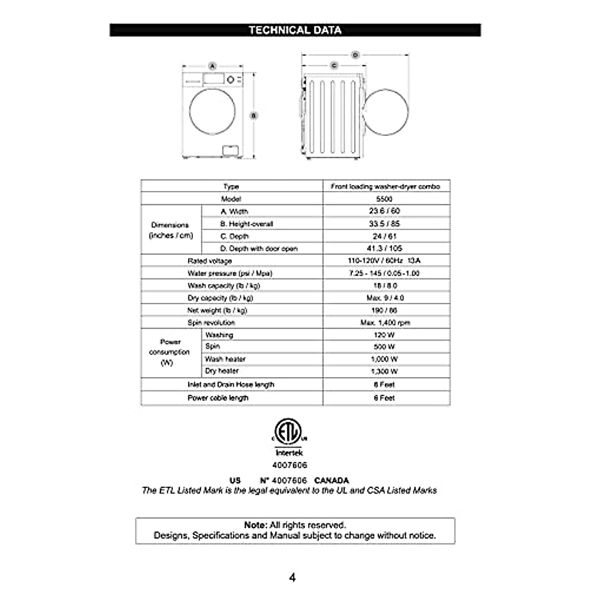 Equator Version 3 Combo Washer Vented/Ventless Dry -Sanitize, Allergen, 1400 RPM