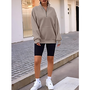 Trendy Queen Womens Zip Up Hoodies Oversized Sweatshirts Preppy Clothes Fall Teen Girls Outfits Fashion Crewneck Pullover CoffeeGrey M