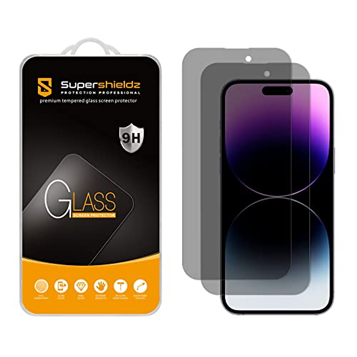 Supershieldz (2 Pack) (Privacy) Anti Spy Screen Protector Designed for iPhone 14 Pro Max (6.7 inch), Tempered Glass, Anti Scratch, Bubble Free