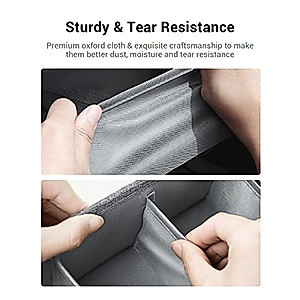 HogarTech Sock Orgainzer for Drawer, Durable Oxford Cloth, Removable Base Board, Sturdy Construction with Double Zippers, Dresser Organizer for Sock, 3 Pack, Grey