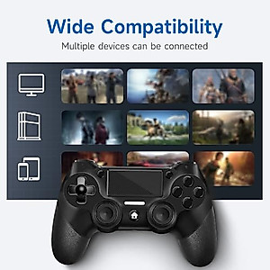 AceGamer 2 Pack for PS4 Controller, Wireless Controllers for PS4/Pro/Slim/PC, with Non-Slip Grip of Both Sides and 2 USB-C Cable! (Midnight Black * 2)