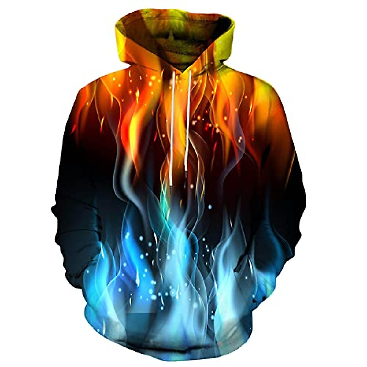 JDHUFEI Mens Sweatshirts Fall Fashion Pullover Hoodies Loose Long Sleeve Tops Spark Print Winter Sweaters Blouse with Pockets