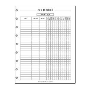 BetterNote Finance Refill Forms for Disc Notebooks, Fits Levenger Circa, Happy Planner, Staples Arc, TUL, Discbound (Bill Tracker, 11-Disc, 8.5"x11")