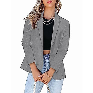 Zeagoo Women Long Sleeve Blazer Open Front Cardigan Jacket Work Office Suit Outwear Grey S