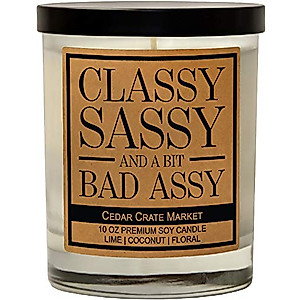 Classy, Sassy Funny Candles for Women Gift, Fun, Cool Candles, Funny Birthday Candle Gift for Boss Lady, Best Friend, Bestie, Mom, Wife, Friend or Sister, Mother’s Day, Retirement, Going Away, Moving