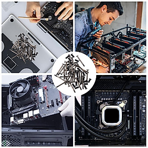 ULTECHNOVO Computer Cooling Fan Mount Screw, Black Computer Fan Case Screws Set, Flat Head Tapping Screw Set Long Short Screws (30pcs Long & 30pcs Short Screws Black)