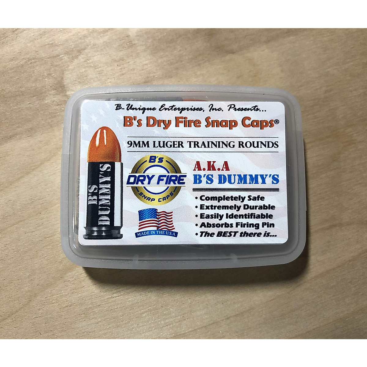 B's Dry Fire Snap Caps - A.K.A. B's Dummy's - Dummy 9mm Luger Training Caps (5 Pack) (Orange Nickel)