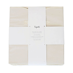 3 Sprouts Recycled Fabric Folding Chest Organizer in Cream - Collapsible Storage Basket Container with Lid & Handles