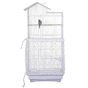 Perfitel Universal Birdcage Cover Seed Catcher Parrot Birdcage Nylon Mesh Guard Netting with lace (Not Included Birdcage，1 Piece) (80 x 18 inch, White)…