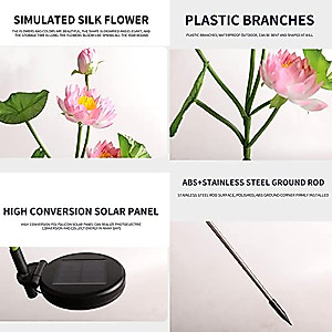 Lotus Solar Lamp, 2PC Solar Lotus Flower Lights, Solar Outdoor Lights Waterproof, Led Lotus Lamp for Pathway Garden Patio Yard Decoration, Solar Decorative Lights Unique Gifts for Mom Women (Pink)