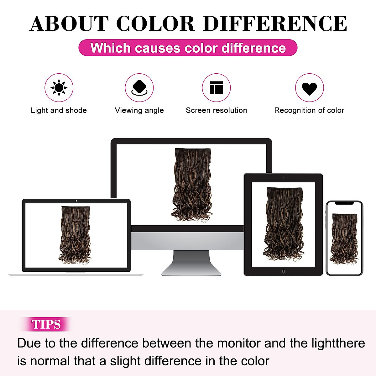 REECHO 16" 1-Pack 3/4 Full Head Curly Wavy Clips in on Synthetic Hair Extensions HE008 Hairpieces for Women 5 Clips 3.9 Oz per Piece - Dark Brown