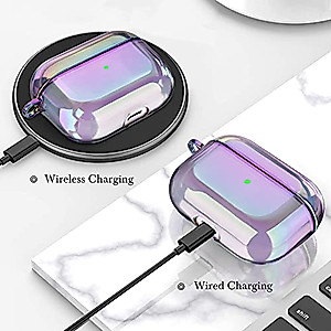 AIRSPO AirPods Pro (1st Generation) Case Cover Clear Lasher Hard PC Protective Case Colorful AirPod Pro Cover Skin Compatible with Apple AirPods Pro 1st Generation with Keychain (Glittery Purple)