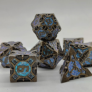 GIUADKXD Metal DND/ D&D Dungeons and Dragons Dice Set Trpg Board Game Polyhedron MTG Dice Set D20 Dice Game Accessories（Rolling Blue）