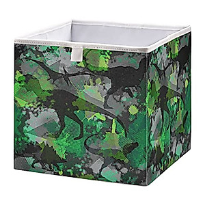 DOMIKING Dinosaurs Storage Bins for Closet Shelves Bedroom Foldable Fabric Storage Basket with Sturdy Handle Large Baskets Organization Cubes 11 Inch