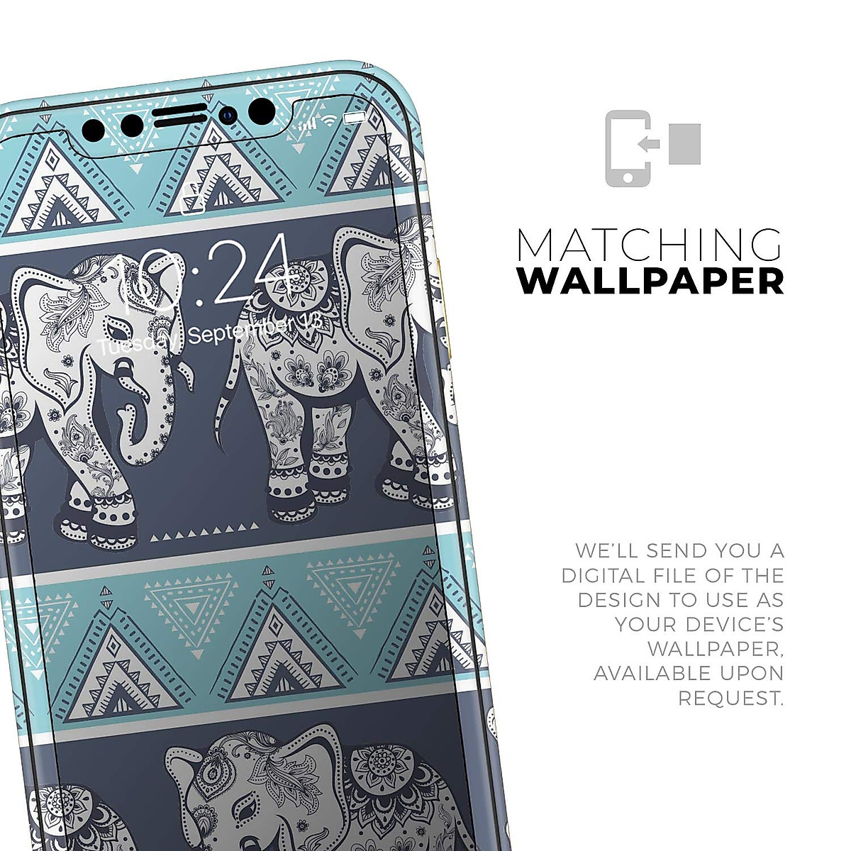 Design Skinz Walking Sacred Elephant Pattern Protective Vinyl Decal Wrap Skin Cover Compatible with The Apple iPhone XR (Screen Trim & Back Glass Skin)