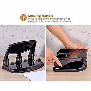 Bostitch Office EZ Squeeze 40 Sheet 3-Hole Punch, Heavy Duty, Black