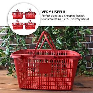 Cabilock 20pcs Small Fruit Basket Strawberry Cherry Basket Plastic Handle Basket Container Red Mini Shopping Basket Kids Adult Fruit Picking Basket 23. 5x17x11cm Random Patterns