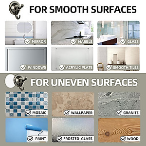 Suction Cup Hooks,5 Pack Reusable Suction Cup Hangers with Ultra-Thin Adhesive Disc on Smooth/Uneven Surfaces,Removable Large Suction Cups For Bathroom,Glass,Door,Windows,Kitchen (Vintage Copper)