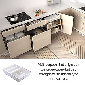 Muzrunq Drawer Storage Box Kitchen Drawer Dividers Cutlery Tray Sliding Plastic Drawer Organizer for Utensils 2-Tier.