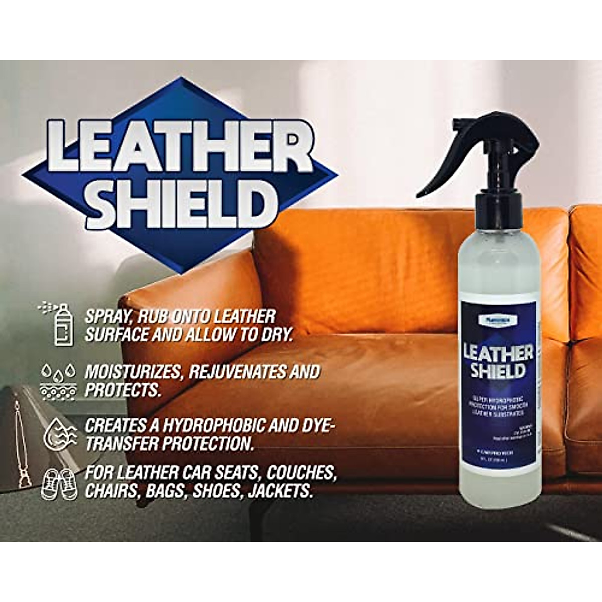 Nanotech Surface Solutions Leather Shield - Leather Conditioner & Sealer - SiO2 & Wax Blend for Use on Car Interiors, Leather Apparel, Shoes, Boots, Bags, Furniture & More - 8 Oz.