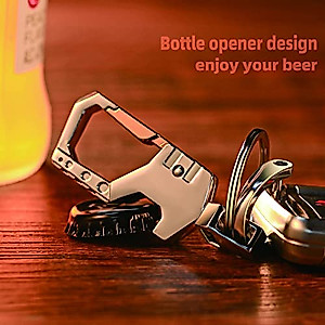 Nuwacreat Heavy Duty Keychain Opener with 2 Keyrings Car Keychains, Multifunctional Toolbox for Men and Women Car Keychains (Black-2)